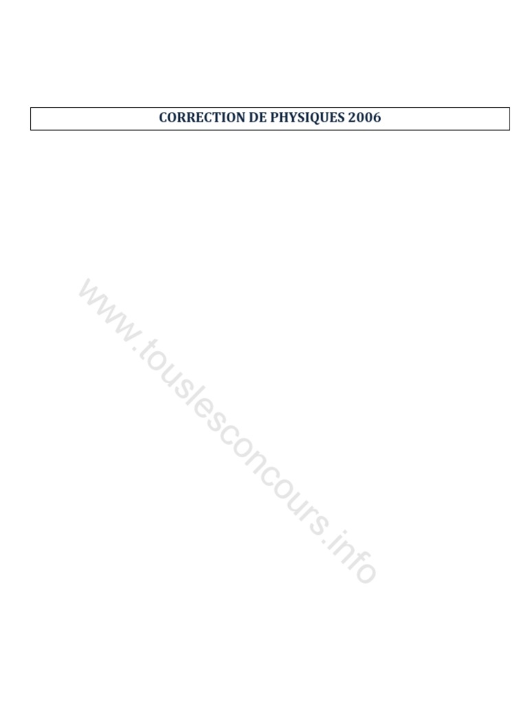 Corrige Physique Ensp 2006 | PDF