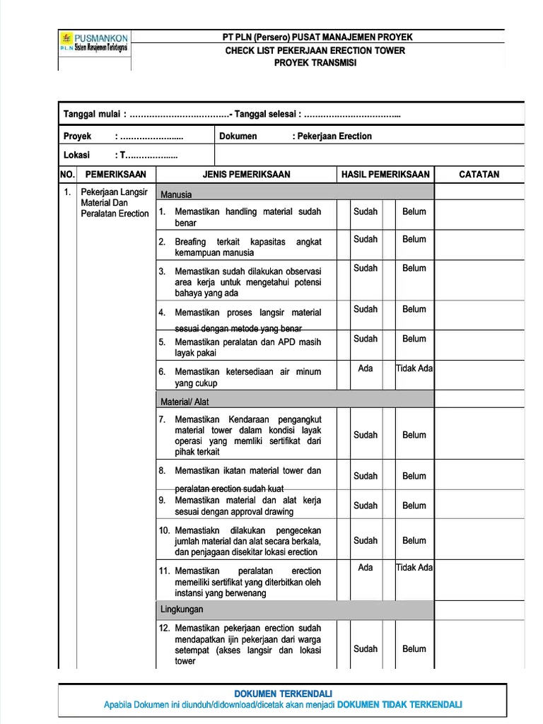 PDF Checklist Erection Tower - Compress | PDF