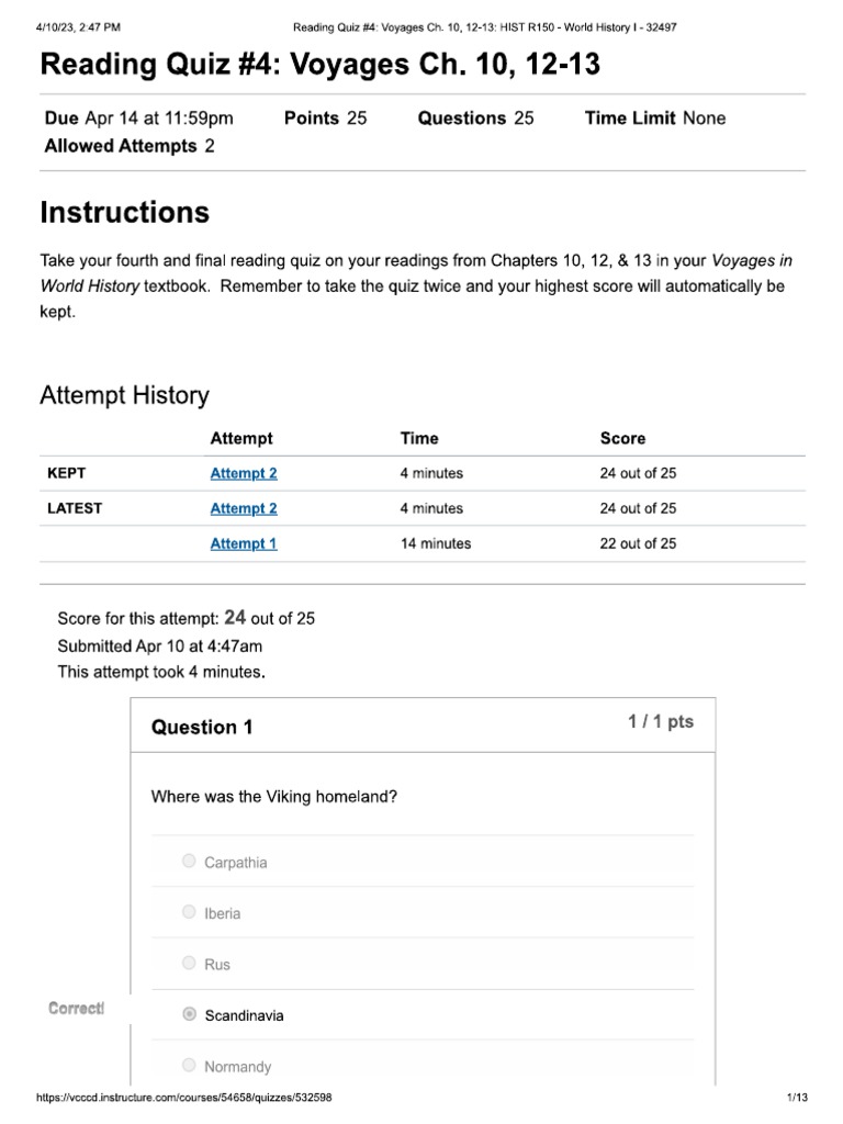 2 Reading Quiz #4 Voyages Ch. 10, 12-13 | PDF
