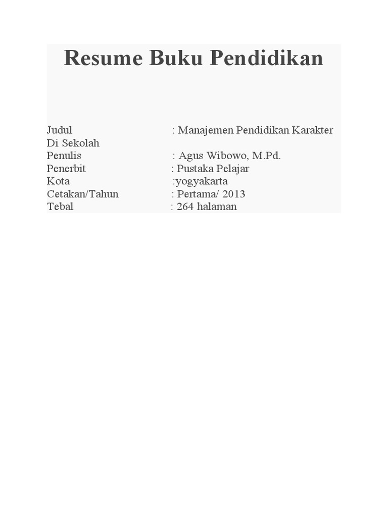 Resume Buku Pendidikan | PDF
