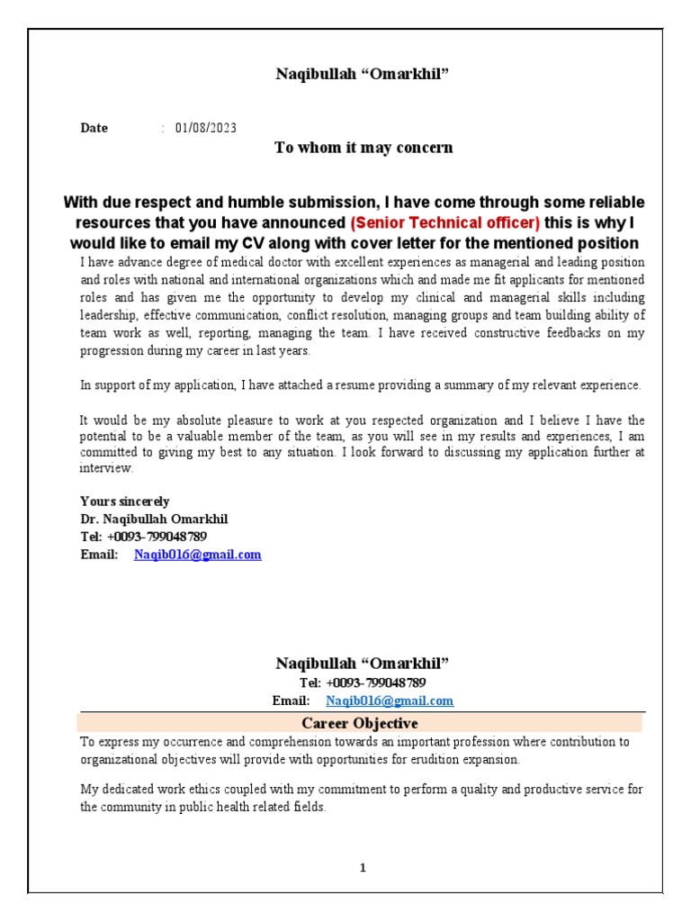 Naqibullah Updated Resume Health Net TPO Herat | PDF