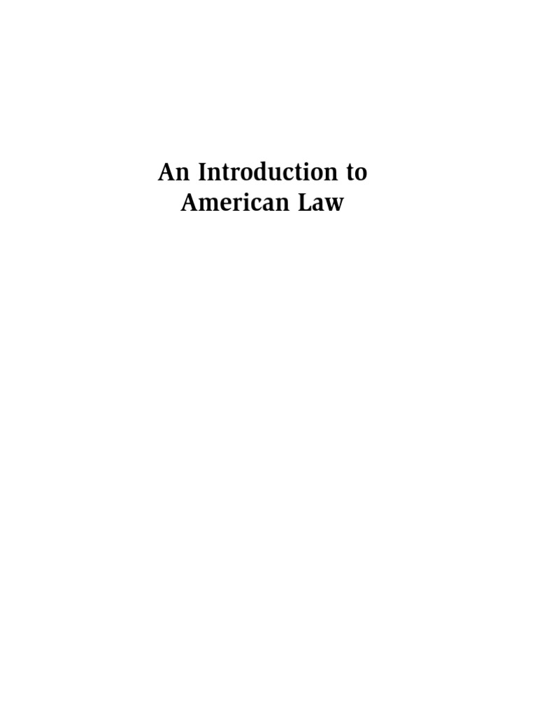 An Introduction To American Law | PDF