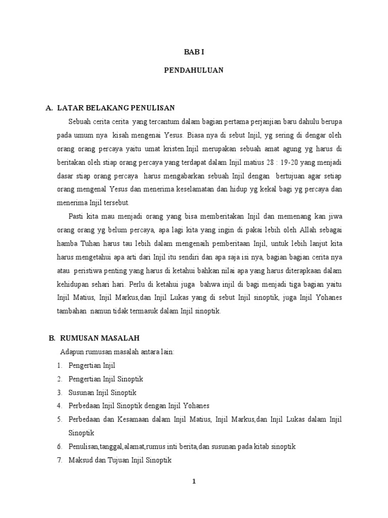 Injil Sinoptik | PDF