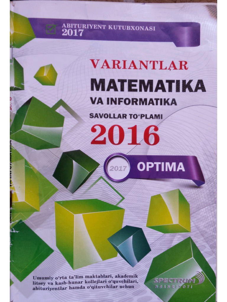 Matematika 2016 Variant Optima | PDF