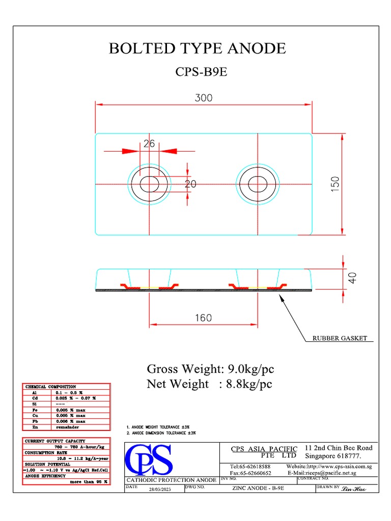 Zinc Sea Chest Anode B9E Model | PDF