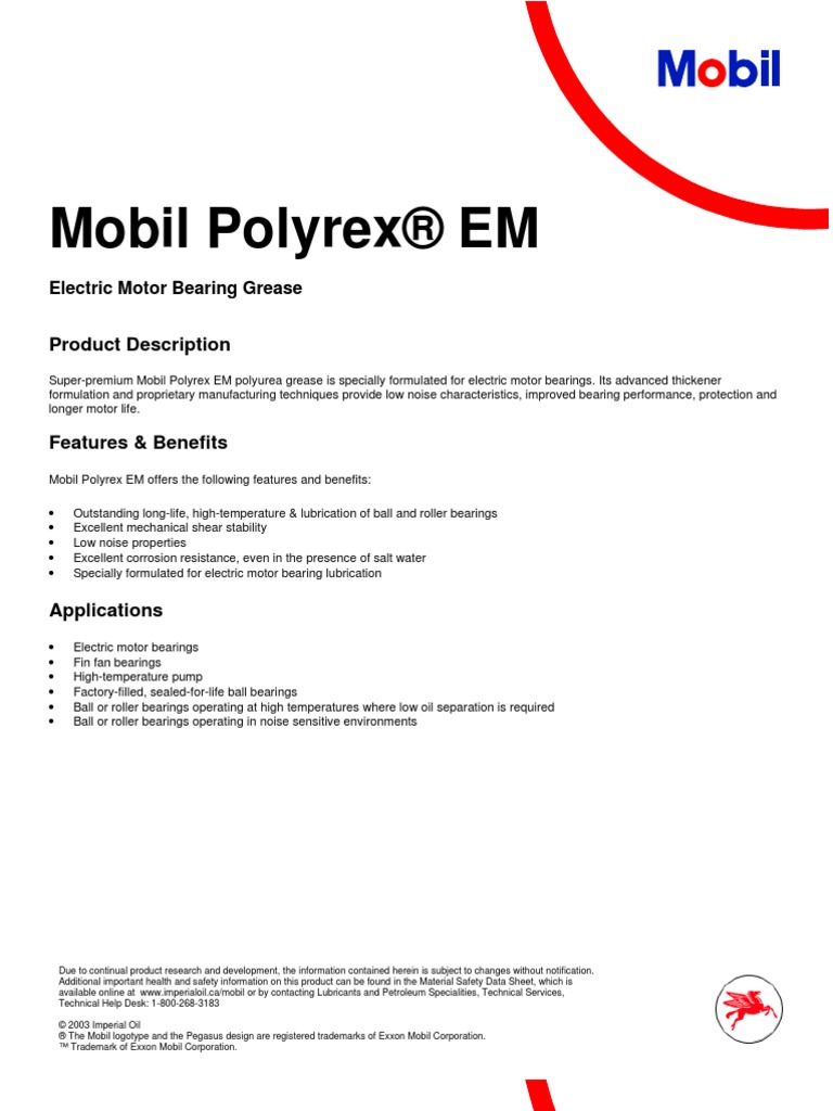 Iocaengrsmomobil Polyrex em | PDF | Motor Oil | Bearing (Mechanical)
