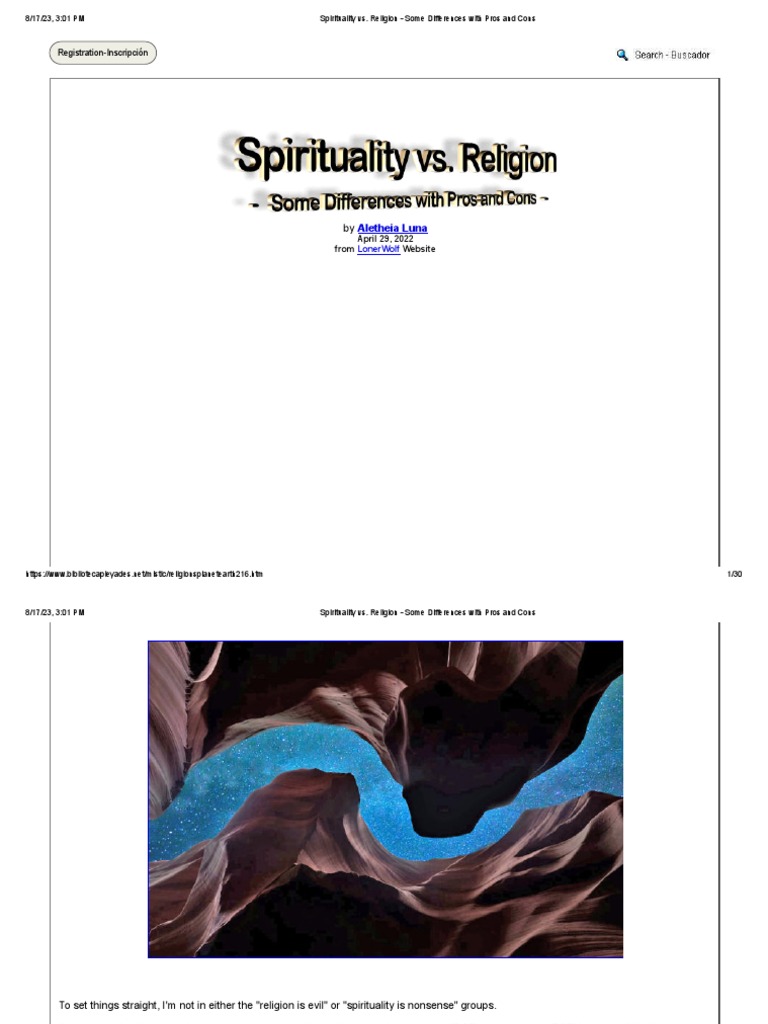 Spirituality vs. Religion - Some Differences With Pros and Cons | PDF