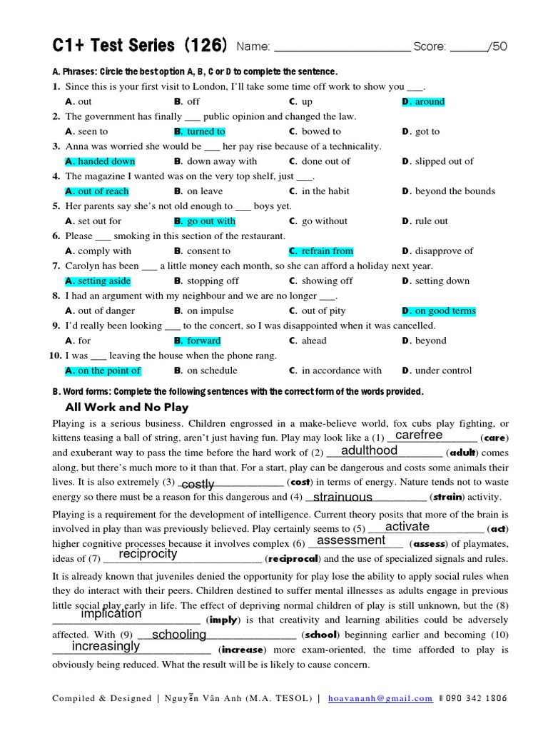 C1+ English Proficiency Test Practice | PDF