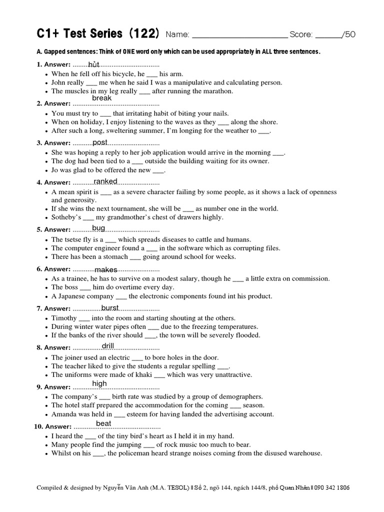 C1+ Test Series | PDF