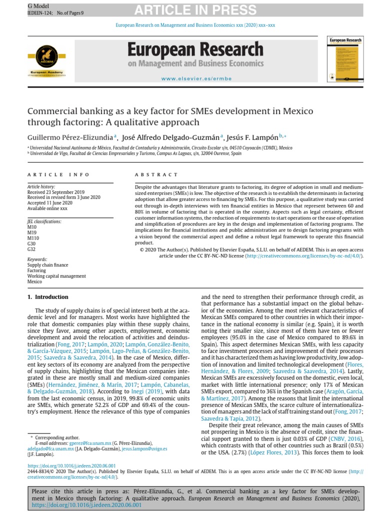 Commercial Banking As A Key Factor For SMEs Development in Mexico ...