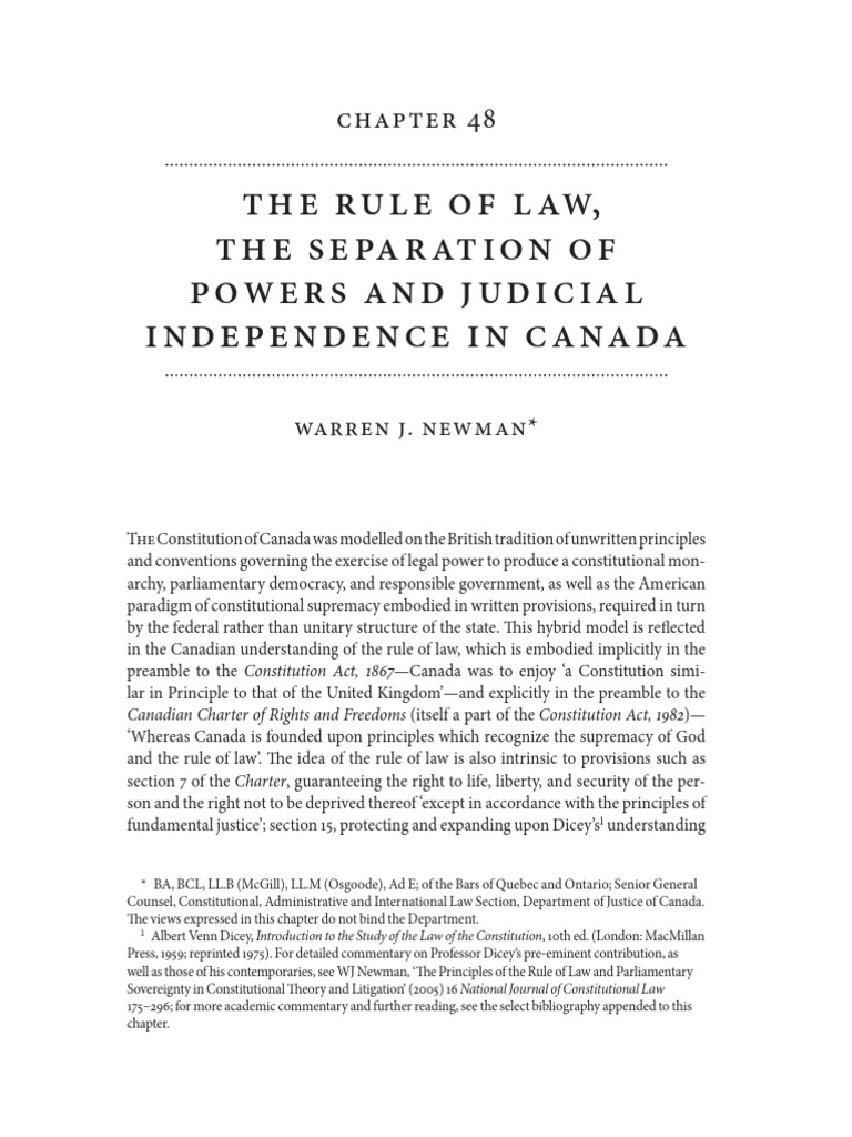 Canada's Rule of Law and Judicial Independence | PDF