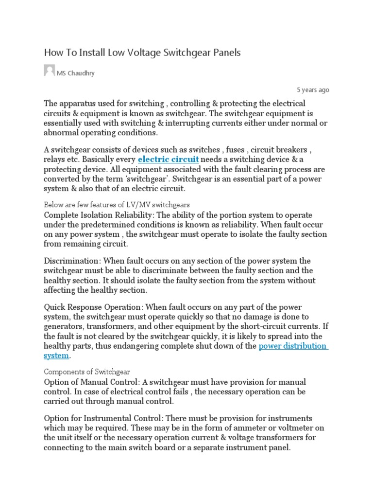 How to Install LV Panels | PDF