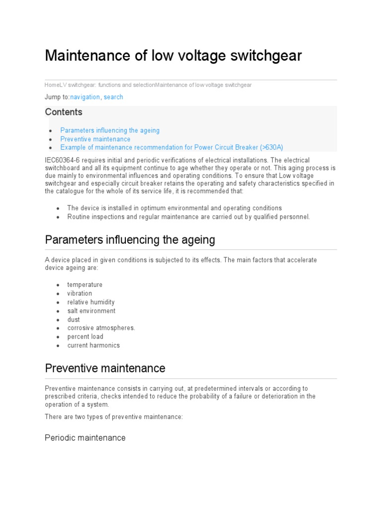 Maintenance of LV Switchgear | PDF | Computers