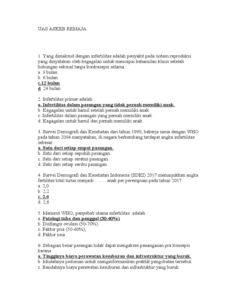 Uas Askeb Remaja | PDF