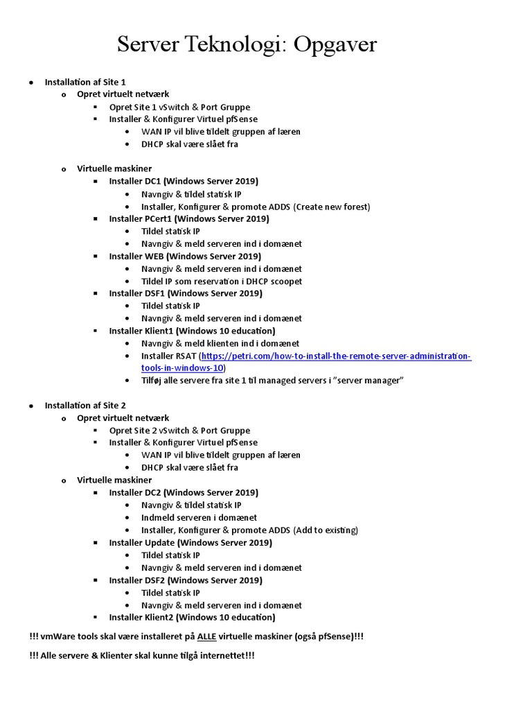 ServerTeknologi Opgaver | PDF