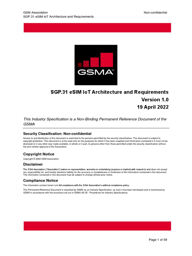SGP.31 eSIM IoT Architecture and Requirements | PDF | Business | Computers