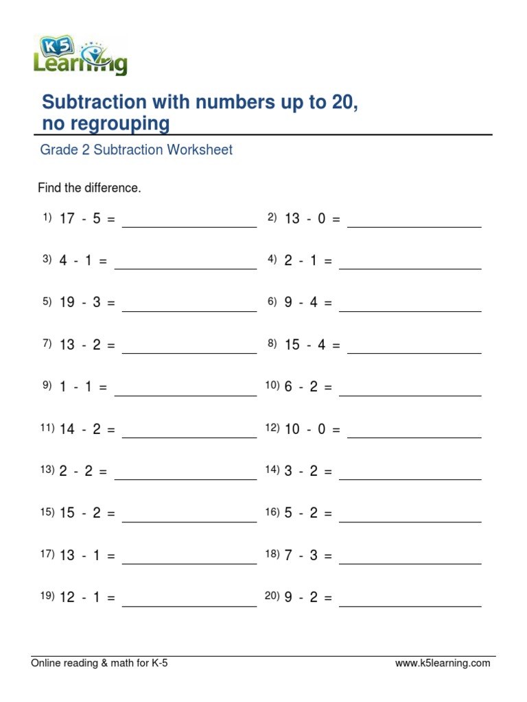 Grade 2 Subtraction Worksheets | PDF