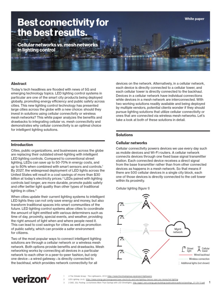 Cellular Networks Vs Mesh Networks in Lighting Control | PDF