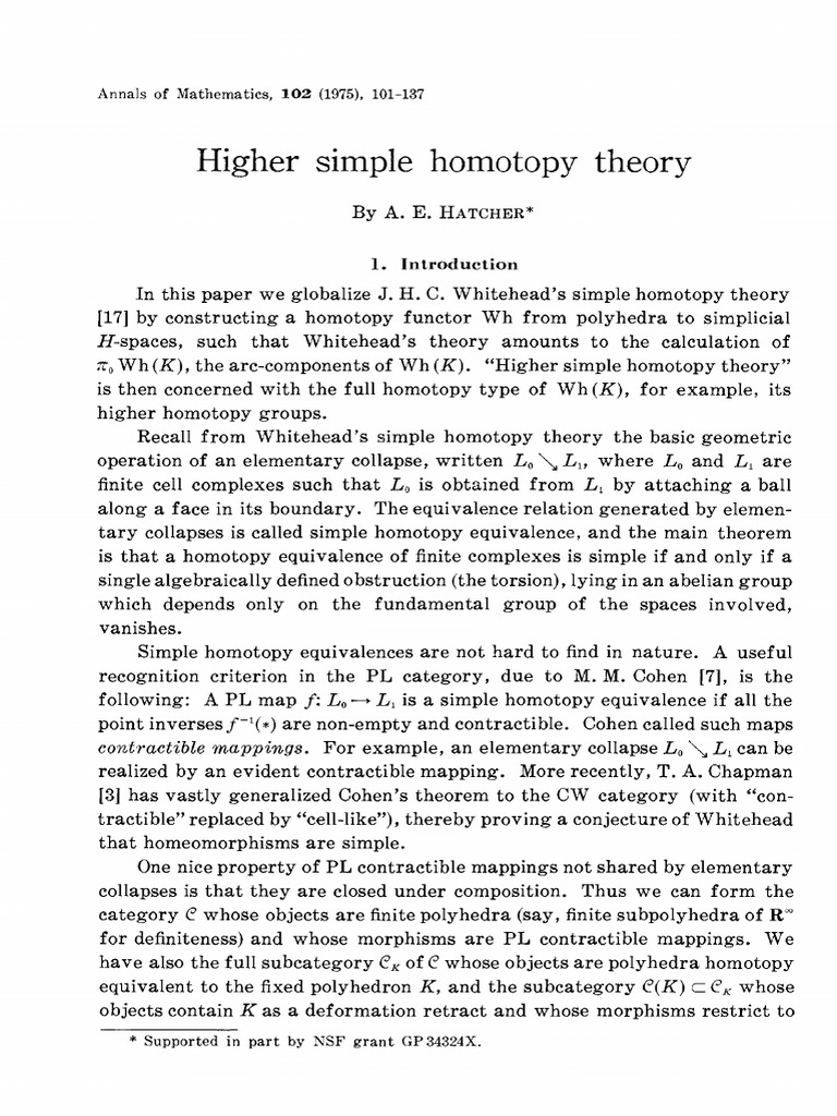 Higher Simple Homotopy Theory | PDF