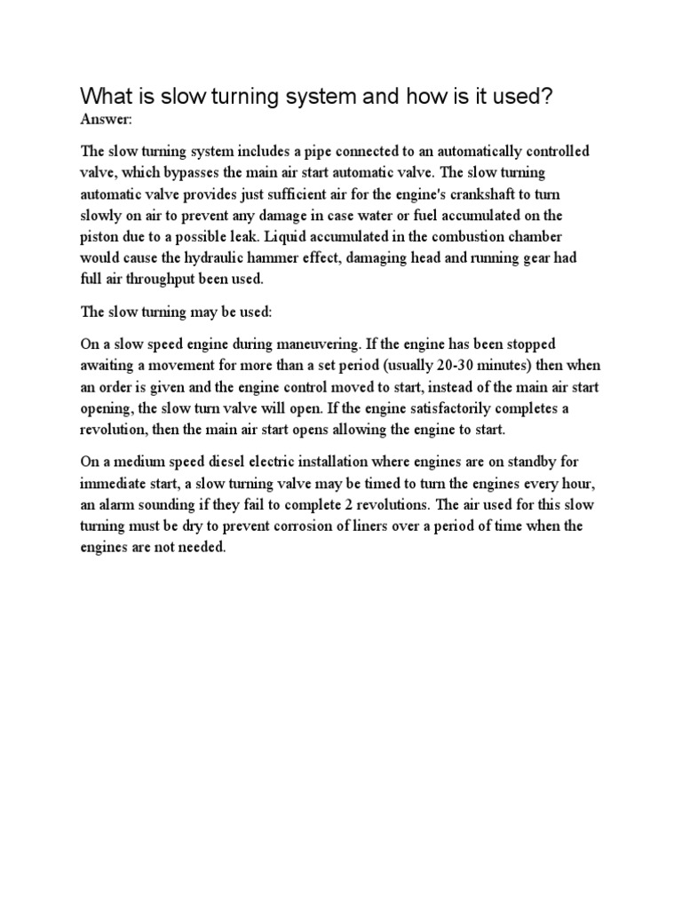 What Is Slow Turning System and How Is It Used | PDF