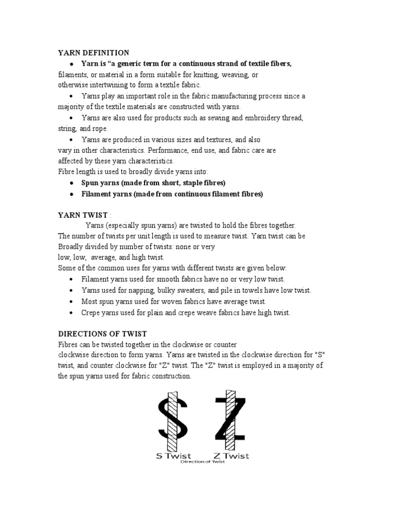 Notes - Yarn Manufacturing | PDF