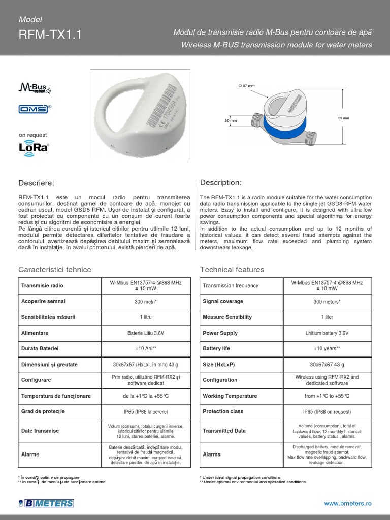 RFM-TX1.1 RFM Fisa Tehnica RO | PDF