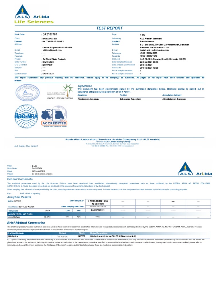Life Sciences: Test Report | PDF