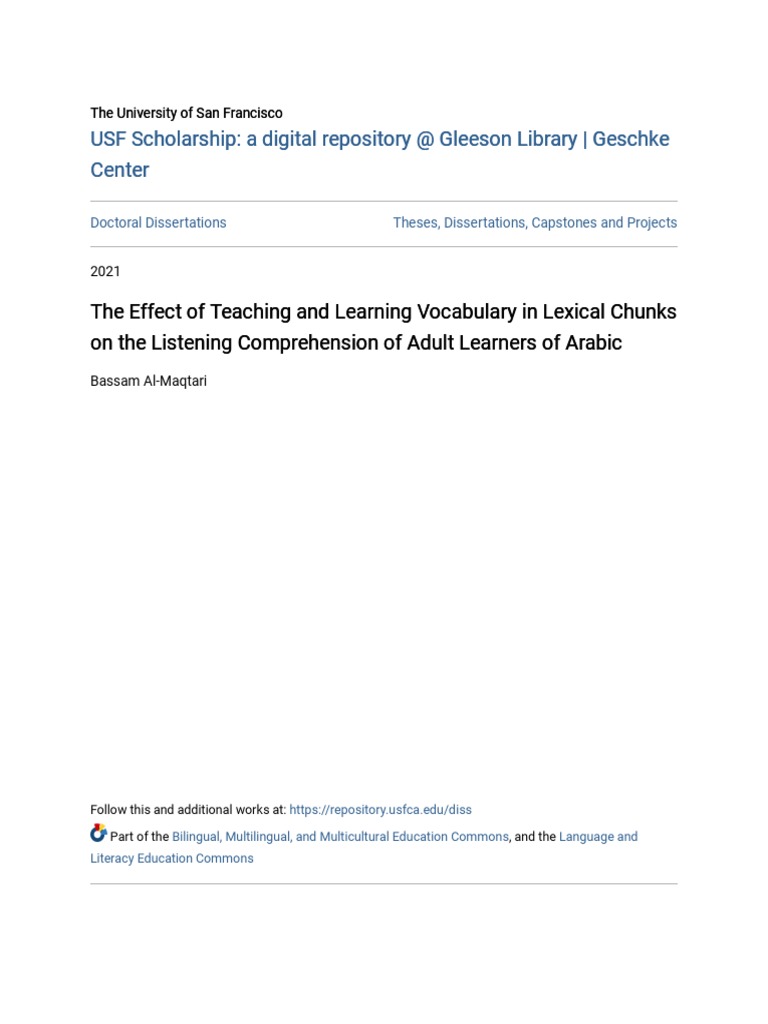 The Effect of Teaching and Learning Vocabulary in Lexical Chunks | PDF The Effect of Teaching and Learning Vocabulary in Lexical Chunks | PDF