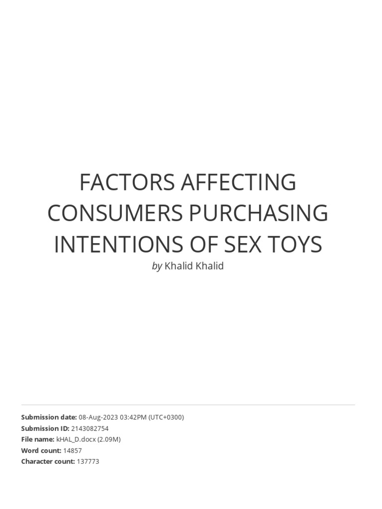 Factors Affecting Consumers Purchasing Intentions Of Sex Toys Pdf