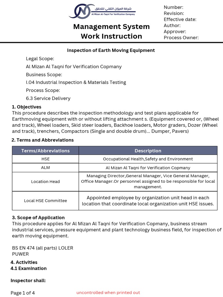 Procedure No.1 | PDF