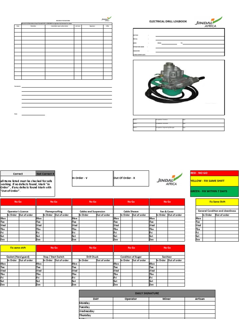 Electrical Drill Logbook - Rev1 | PDF