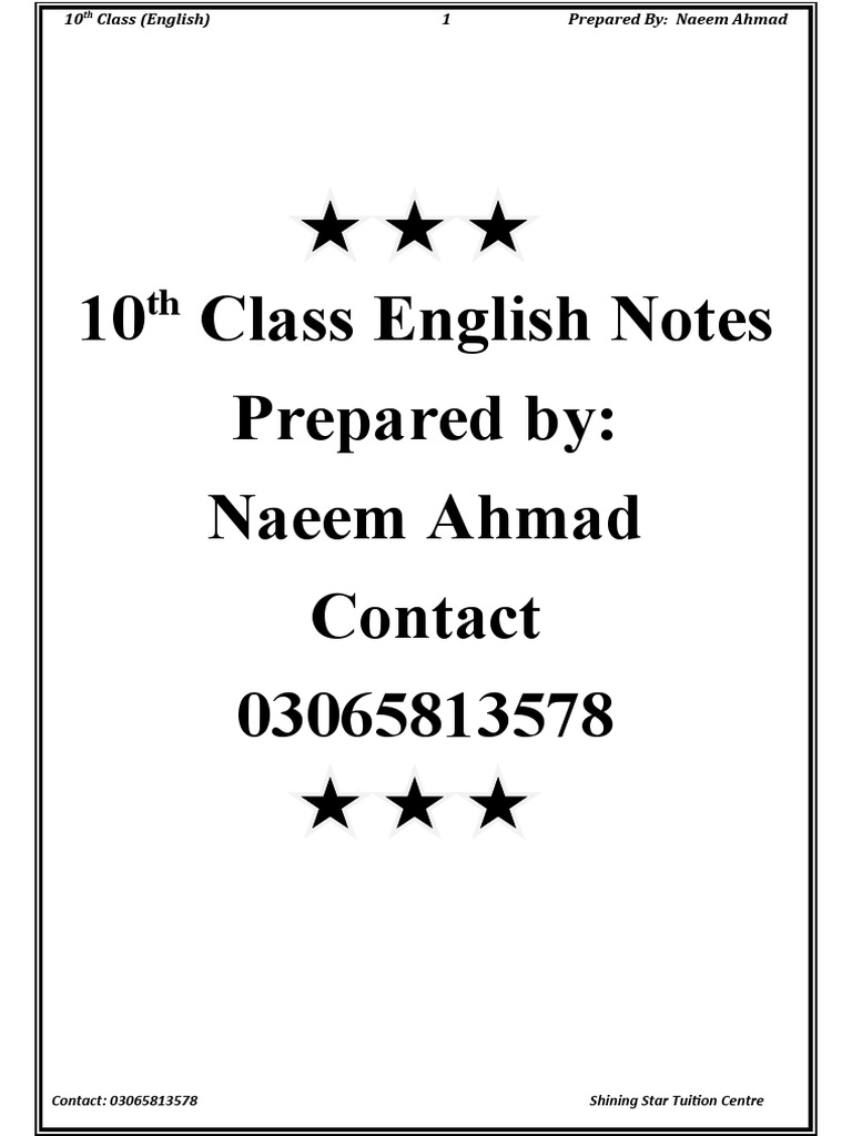 10th English Notes | PDF