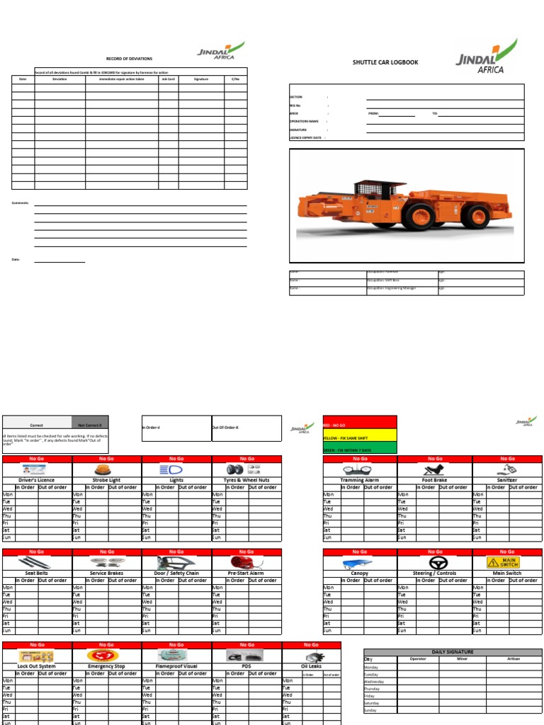 Shuttle Car Logbook - Rev1 | PDF
