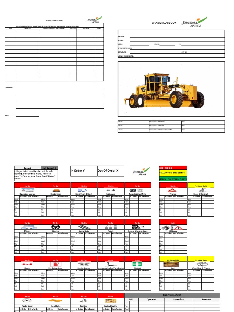 Grader Logbook - Rev1 | PDF