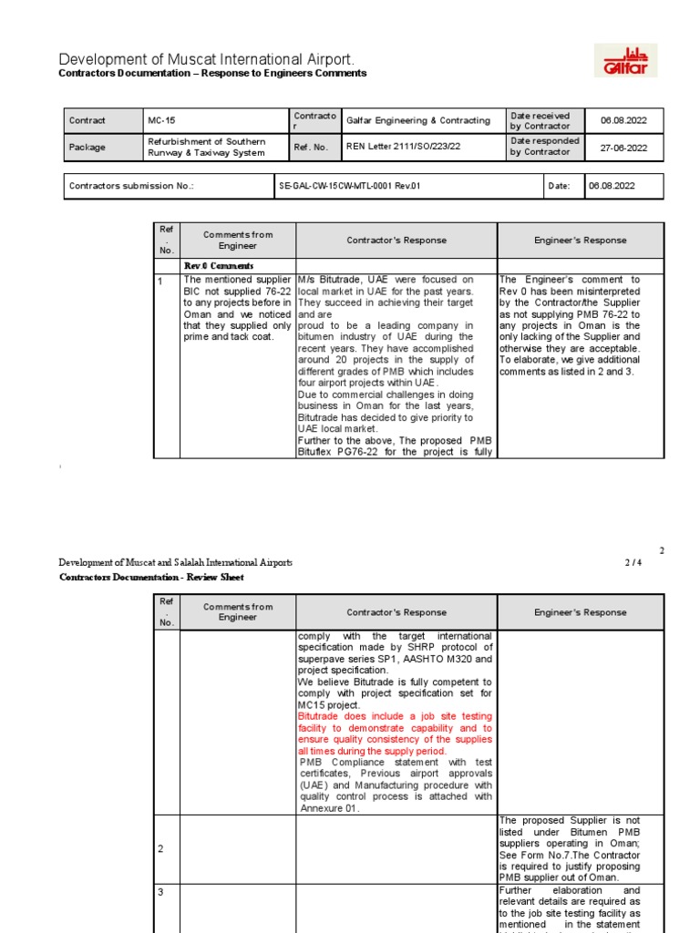 Engineer's Response To PMB (Bituflex) | PDF