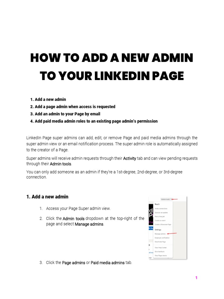 How To Add A New Admin To Your LinkedIn Page | PDF