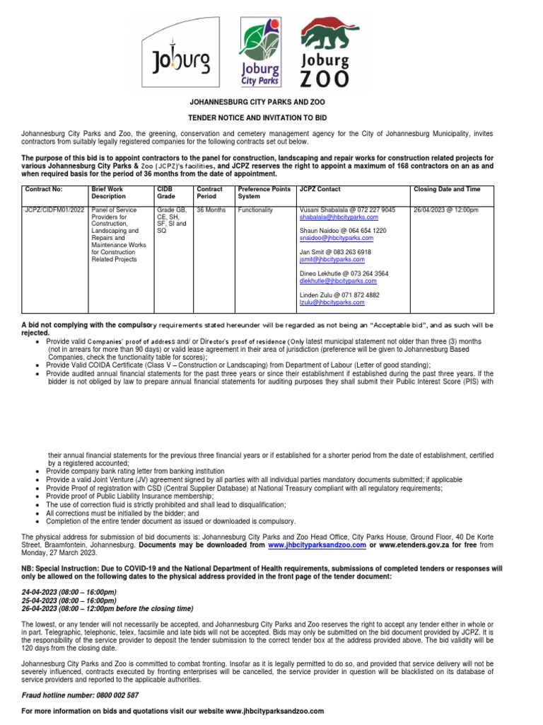 Tender Advert Construction March 2023 002 | PDF