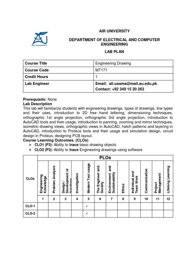 Engineering Drawing Course Outline | PDF