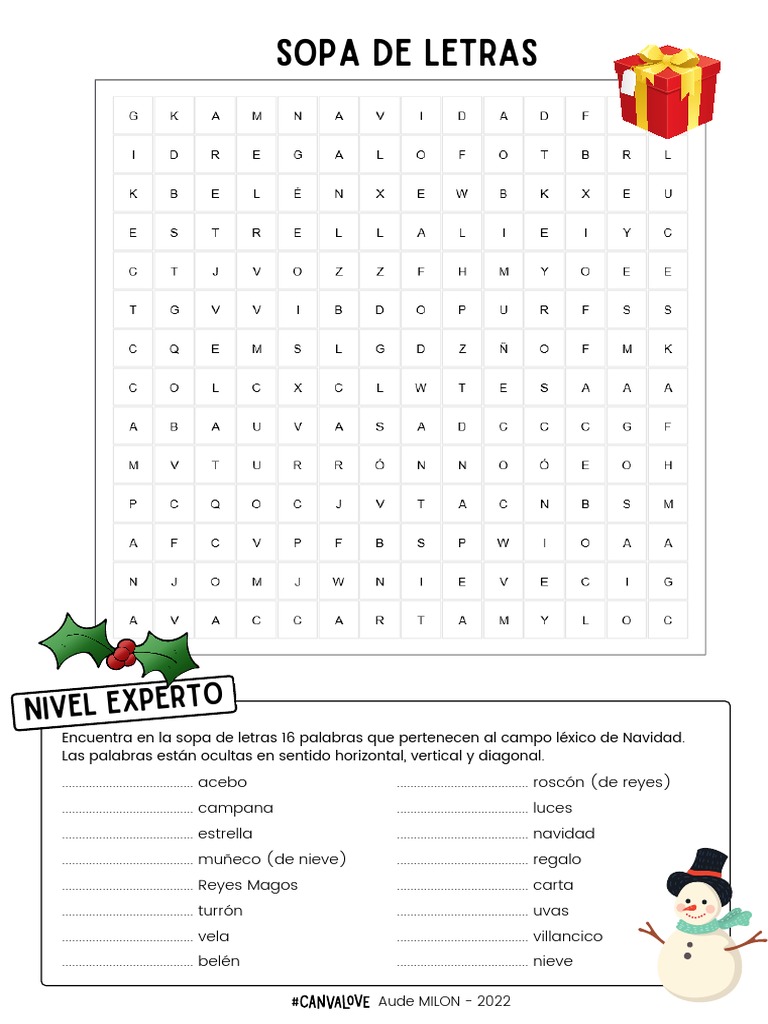 (5e) Sopa de Letras NAVIDAD | PDF | Hogar y jardín