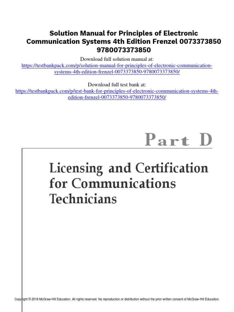 Principles of Electronic Communication Systems 4th Edition Frenzel Solutions Manual Download ...