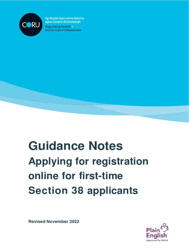 CORU Registration Guidance for S38 Applicants | PDF