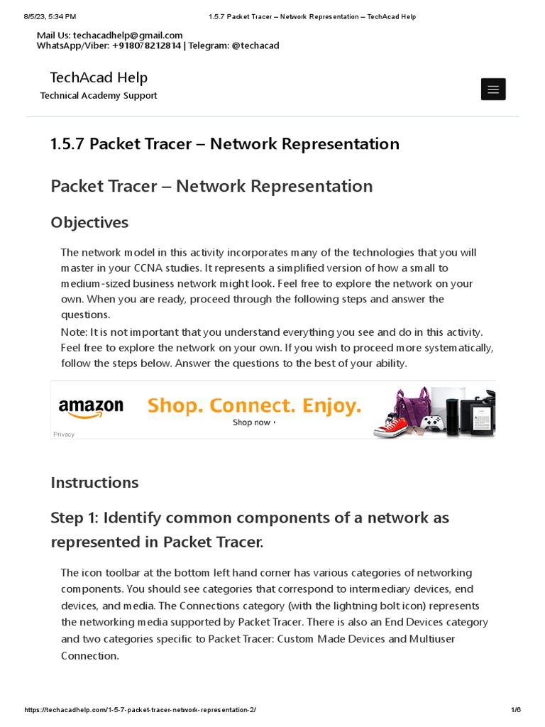 1 5 7 Packet Tracer Network Representation Techacad Help Pdf