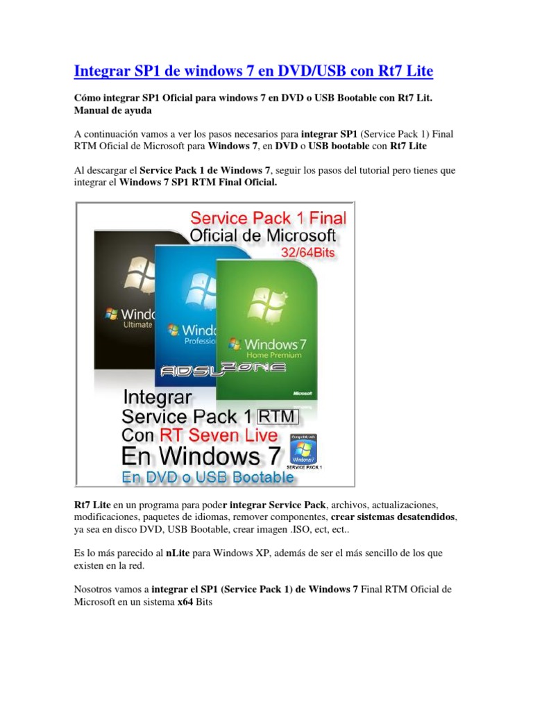 Integrar SP1 de Windows 7 en DVD | PDF | Windows 7 | Microsoft Windows