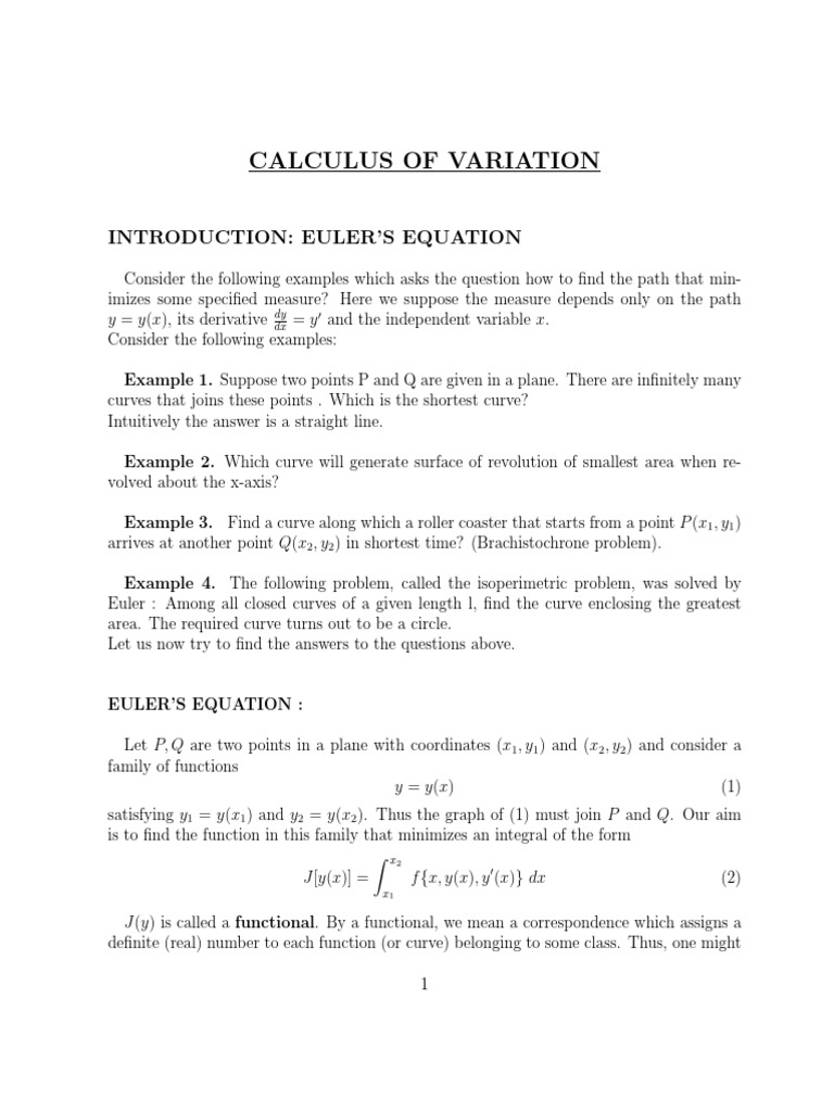 Calculus of Variation I-1 | PDF