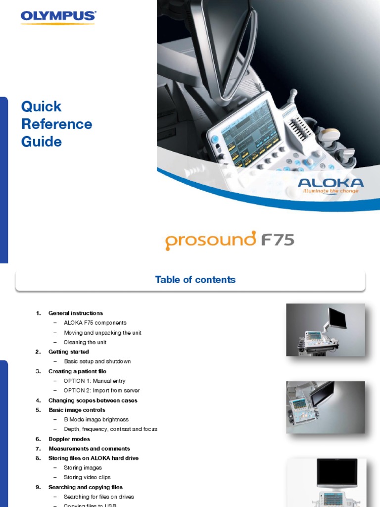 Aloka F75 Ultrasound Quick Guide | PDF