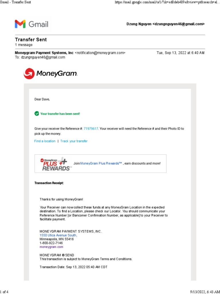 Gmail - Transfer Sent | PDF