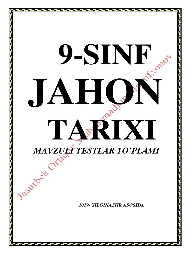 9 Jahon Tarixi Test 2019 Yil Nashr As | PDF