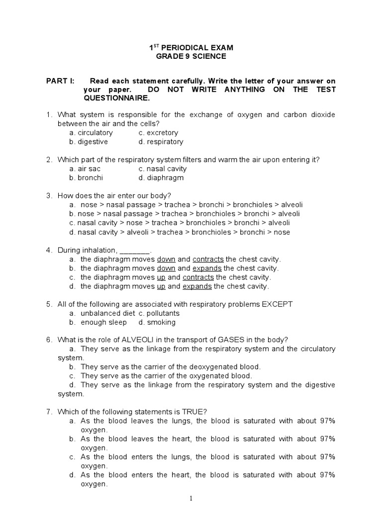 Grade 9 Science Periodical Exam Guide | PDF