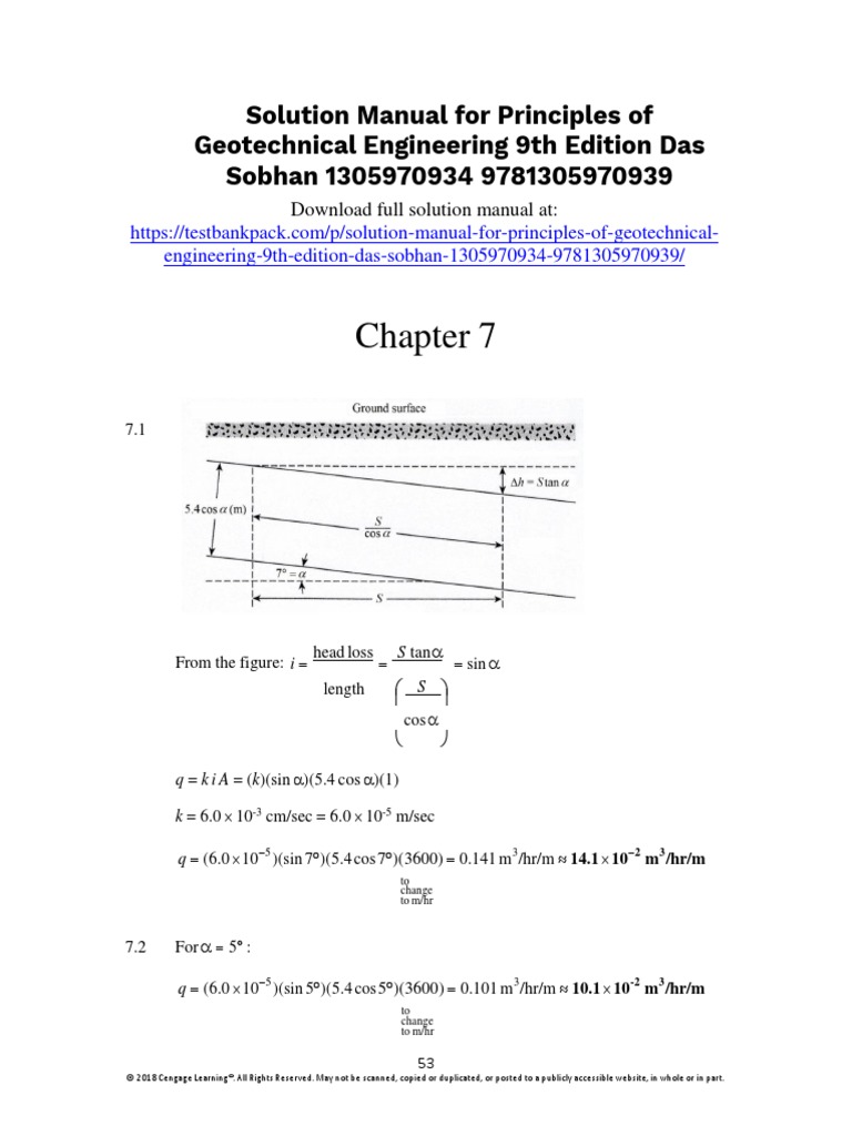 Principles of Geotechnical Engineering 9th Edition Das Solutions Manual Download | PDF