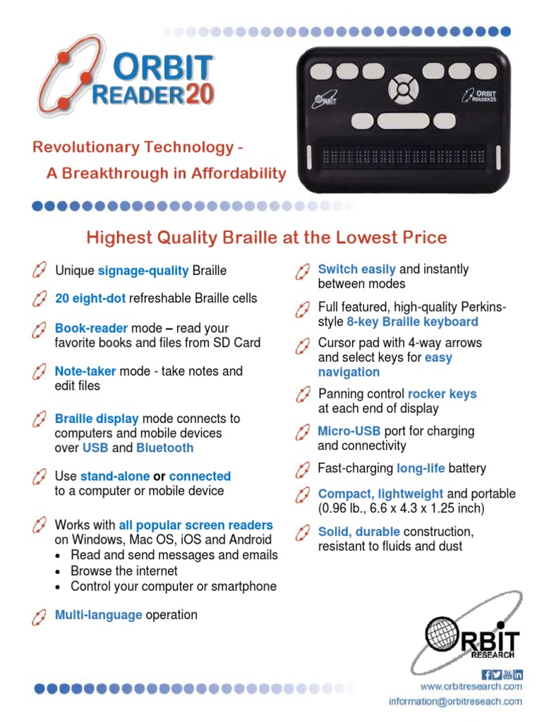 Orbit Reader 20 Brochure v1.7 | PDF
